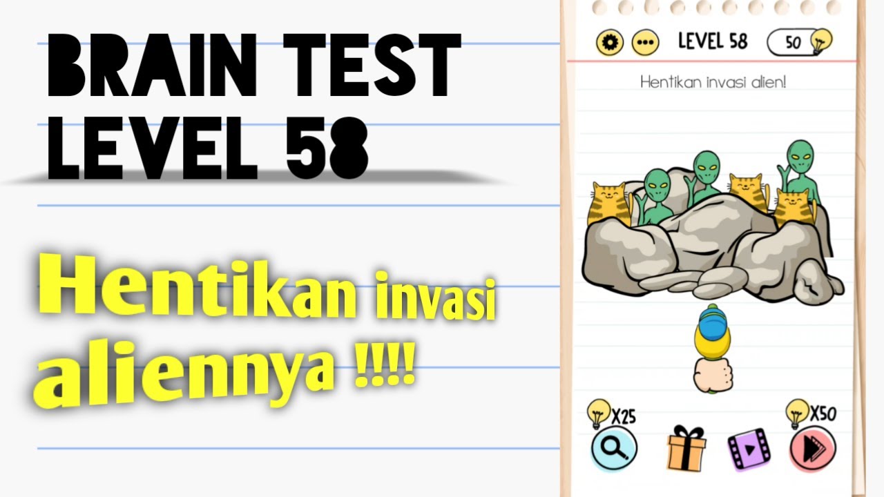 Brain test level 58 - Alien? Tembak!!!! - YouTube