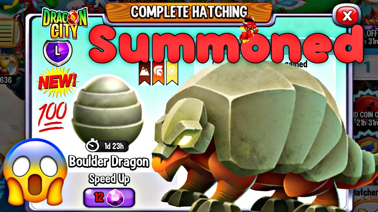 SUMMONING THE BOULDER DRAGON IN DRAGON CITY | LEGENDARY DRAGON HATCHING ...