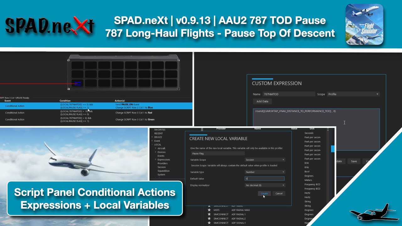 MSFS | SPAD.neXt | v0.9.13 | AAU2 787 TOD Pause - YouTube