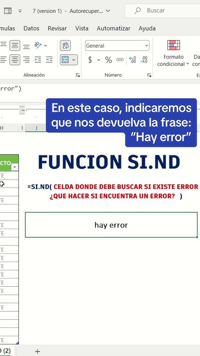 Función SI.ND - Error de búsqueda (Buscarv) - YouTube