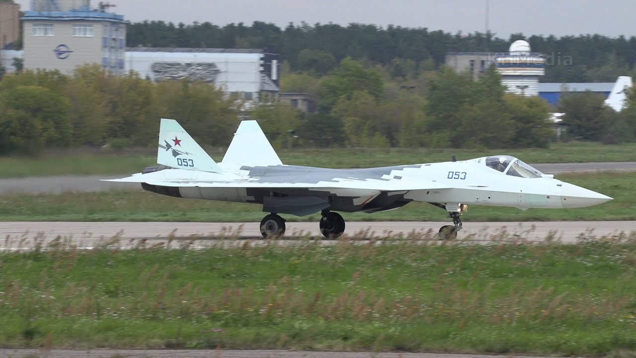 вылет Су-57 053 Лии им Громова 2019 аэродром Раменское - YouTube