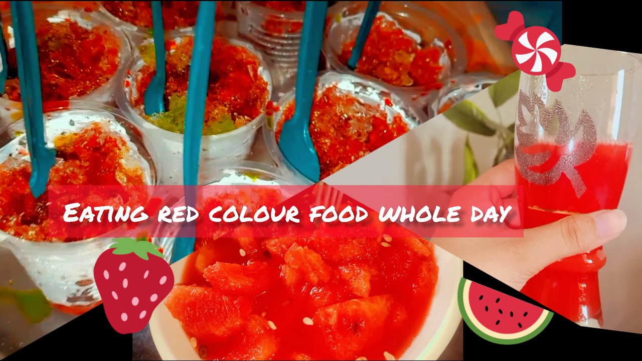 Red colour food challenge| eating red food for whole day - YouTube