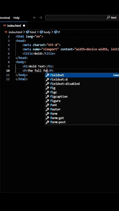 Shortcut command to bold the text in html in VS Code in Windows - YouTube