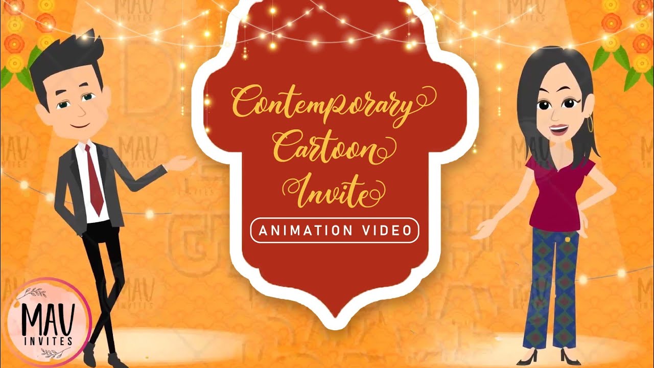 Custom Love Story Invitations || Contemporary Cartoon Invite || Cartoon ...