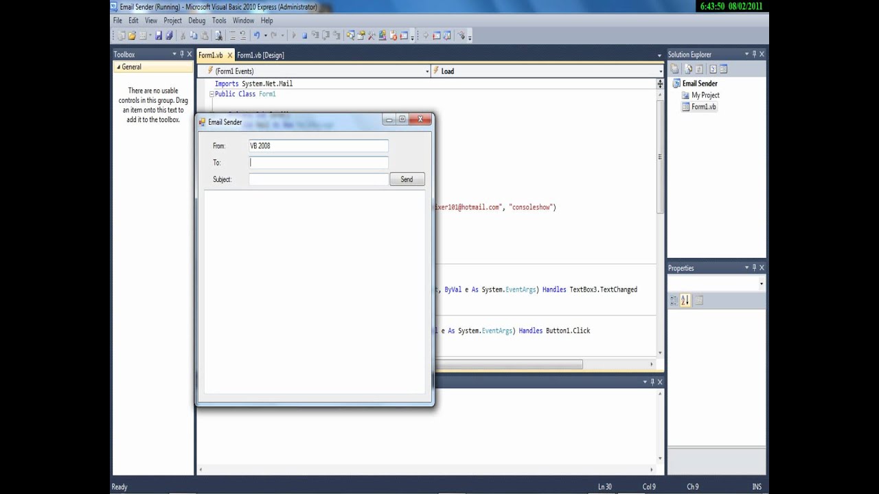 How to make a E-mail sender in VB 2010 - YouTube