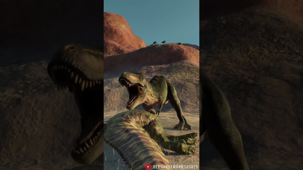 FEATHERED GREEN T-REX SLAMS EDMONTOSAURUS TO THE GROUND! - Jurassic ...