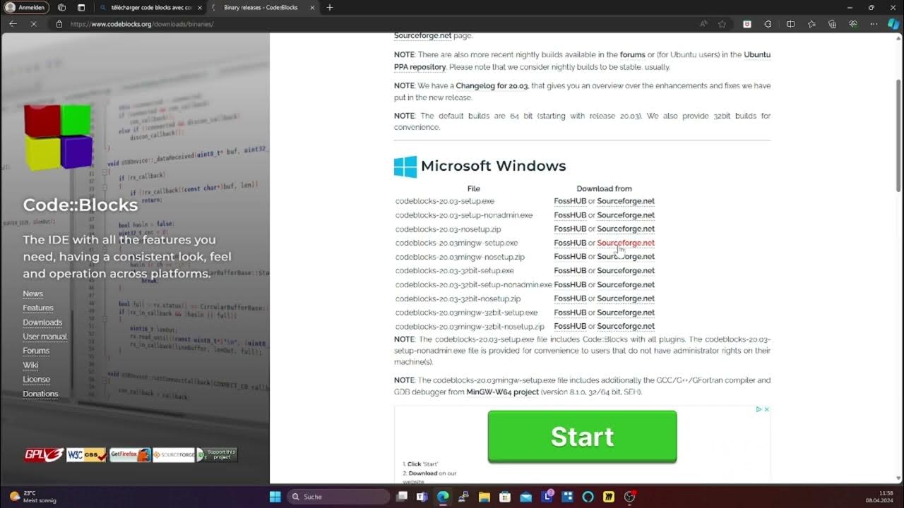 Comment installer CodeBlock avec Compilateur GCC intégré - YouTube