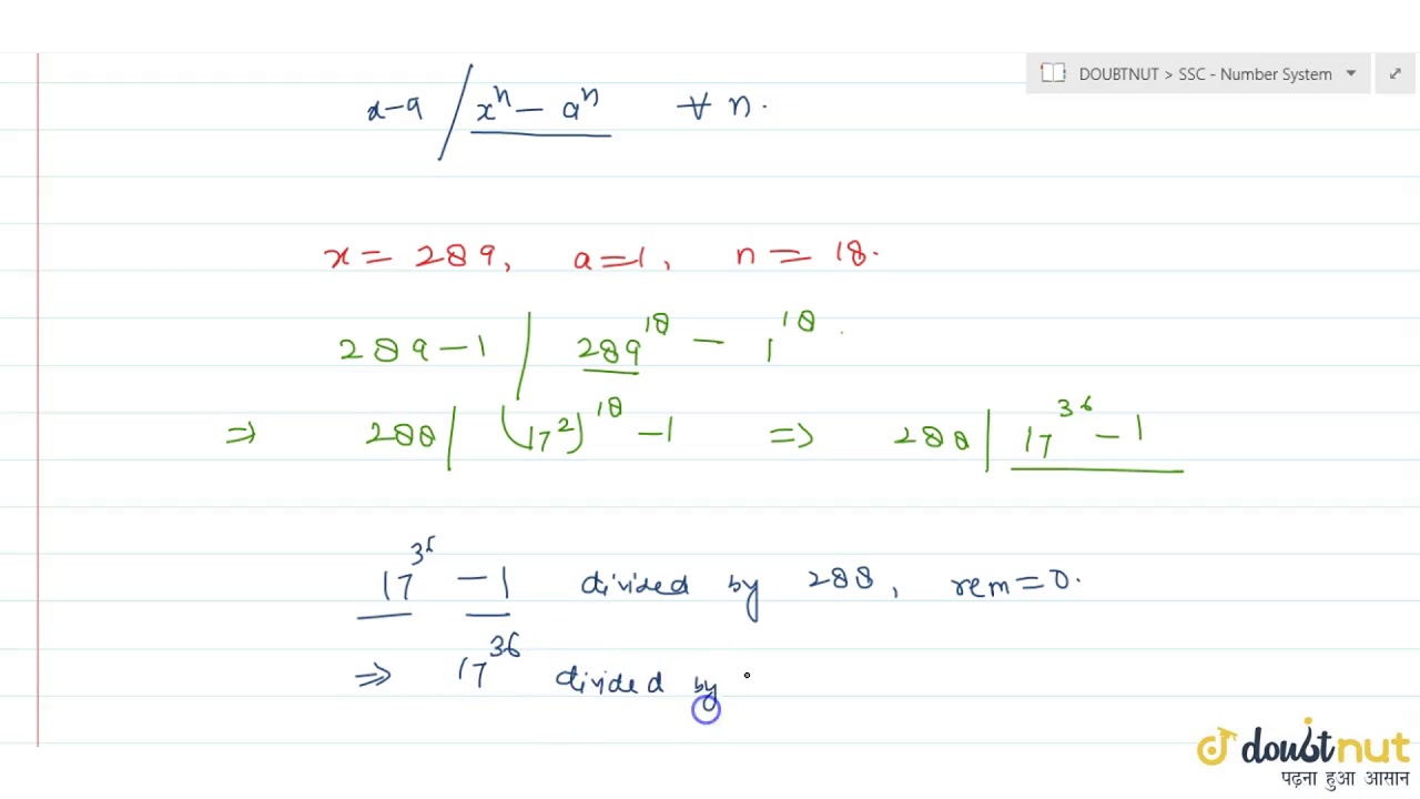  What Is The Remainder When 17 36 is Divided By 36 1 b 7 c 19 d