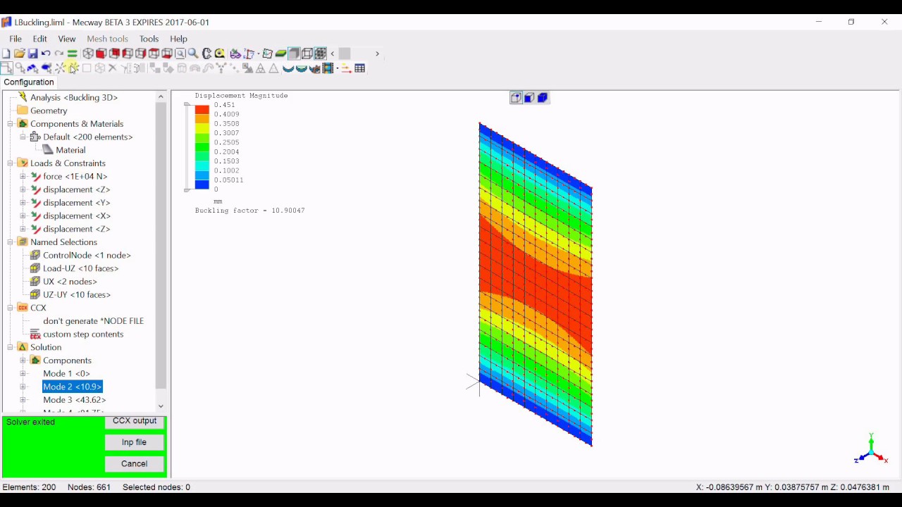 Mecway FEA Linear Buckling Test using CCX 2.11 MT - YouTube