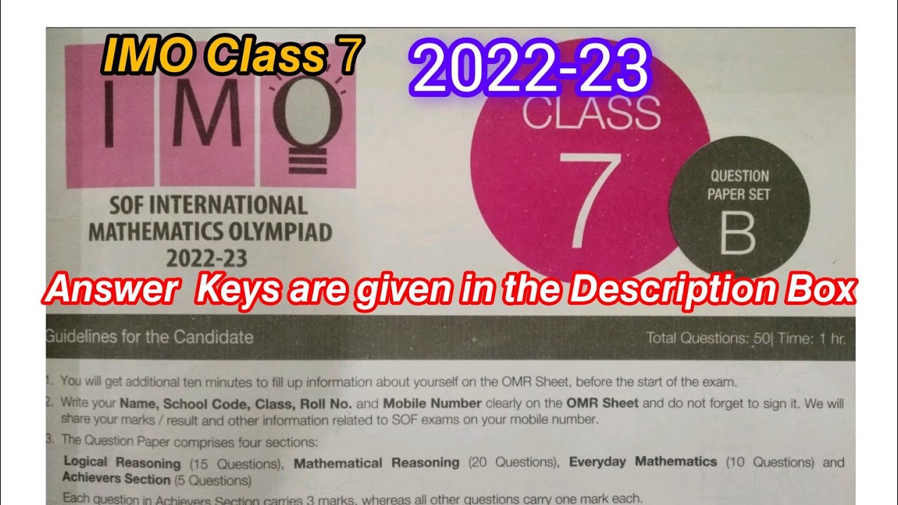 IMO Question Paper 2022 set B Class 7 - YouTube