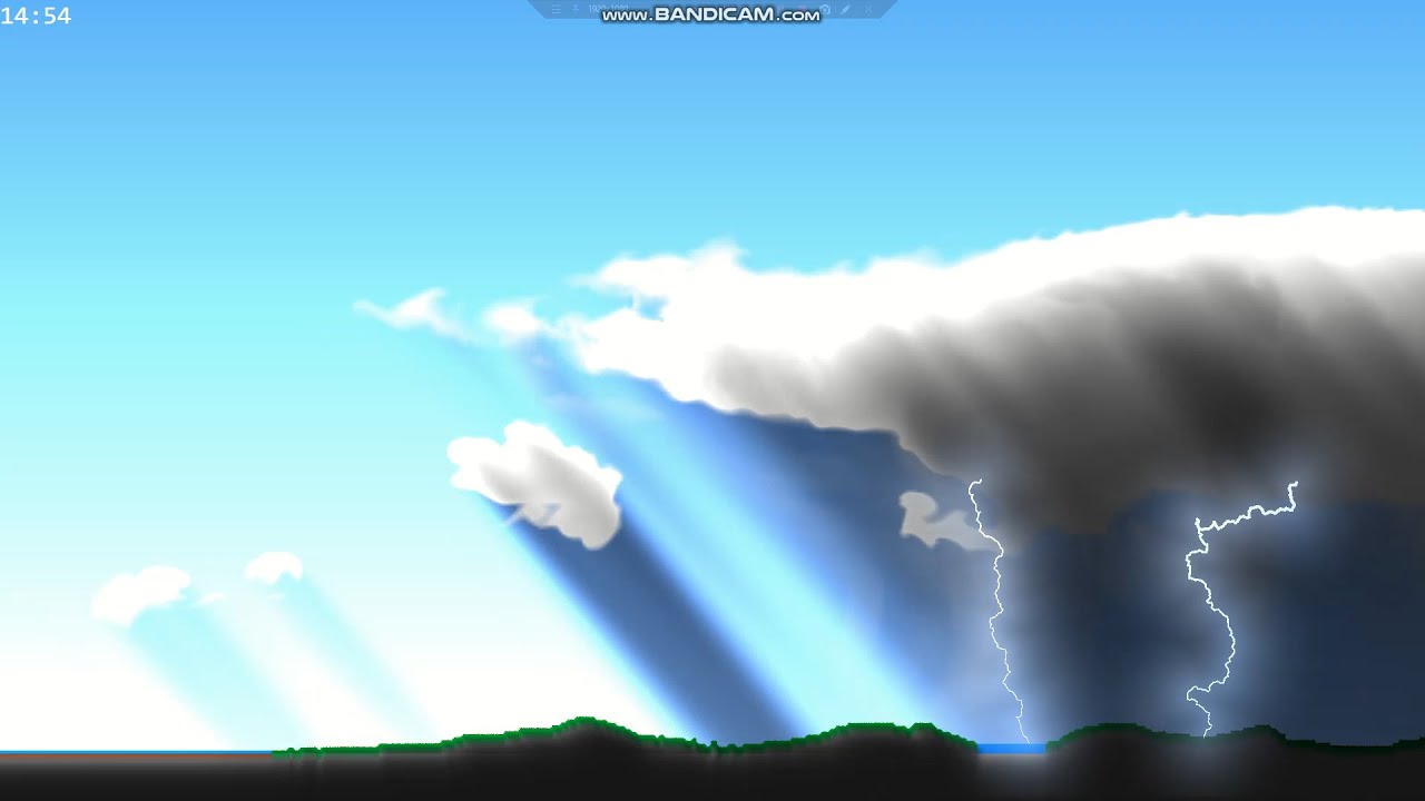 A storm cell evacuates with a lightning strike ( 2D Weather Sandbox ...