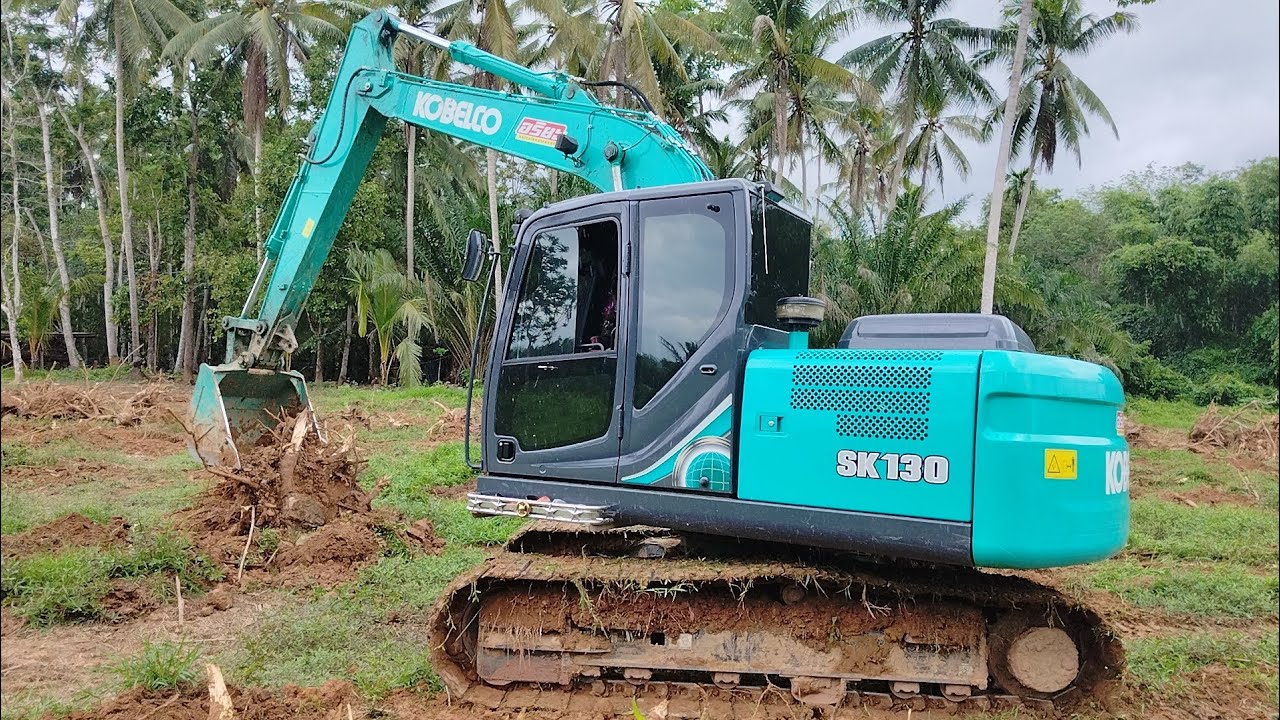คันที่ 2 ของเมืองตรัง! KOBELCO SK130-10 ลุยขุดตอไม้ยางพารา 5 ไร่ - YouTube
