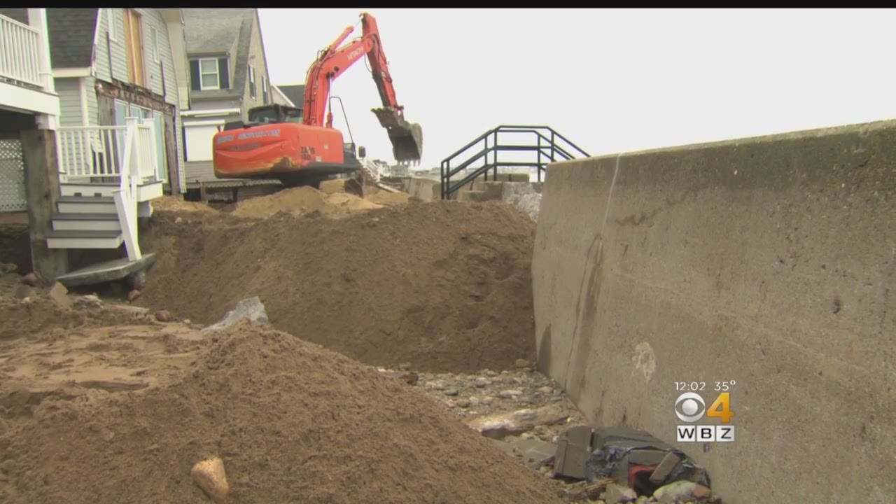 Collapsed Seawall Causes More Flooding In Duxbury - YouTube