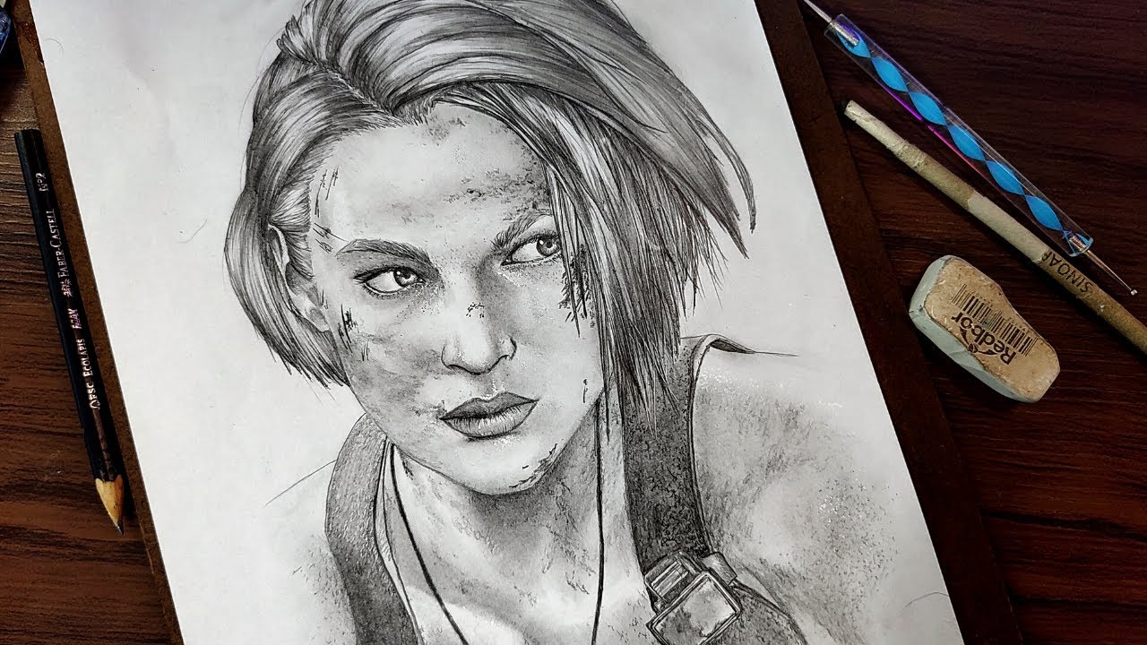 Jill valentine Resident evil 3 drawing - Desenho a lapis - YouTube