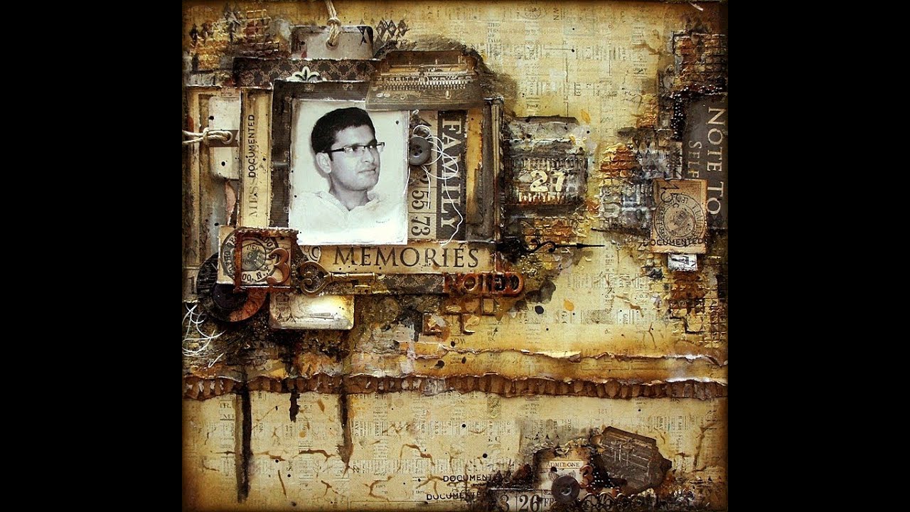 How to make a Masculine scrapbook layout | Mixed media layout | Grunge ...