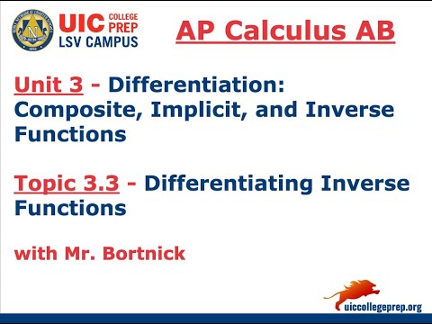 AP Calculus AB - 3.3 Differentiating Inverse Functions - YouTube