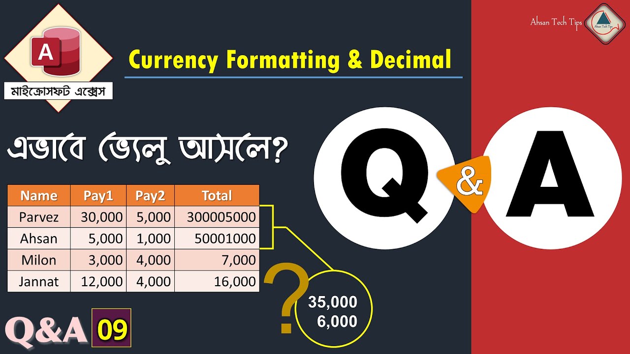 9. MS Access Currency Formatting Bangla | Ahsan Tech Tips Q&A Bangla ...