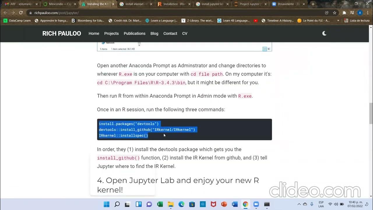 Instalacion de R Kernel en jupyter lab en Windows (con pasos extras ...