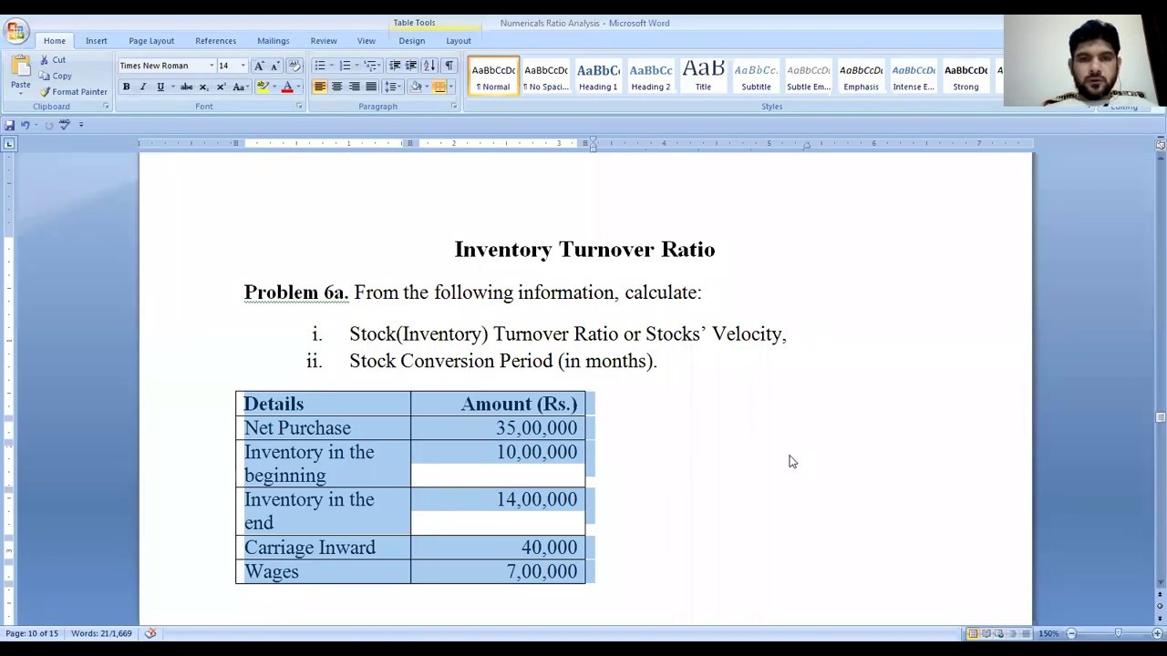 Ratio Analysis Problem 6a & 6b / Stock Turnover Ratio / Stock Velocity ...