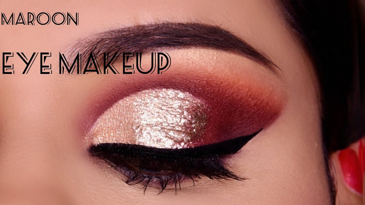 Maroon smokey glitter eye makeup tutorial... 💄 ️ 😍 - YouTube