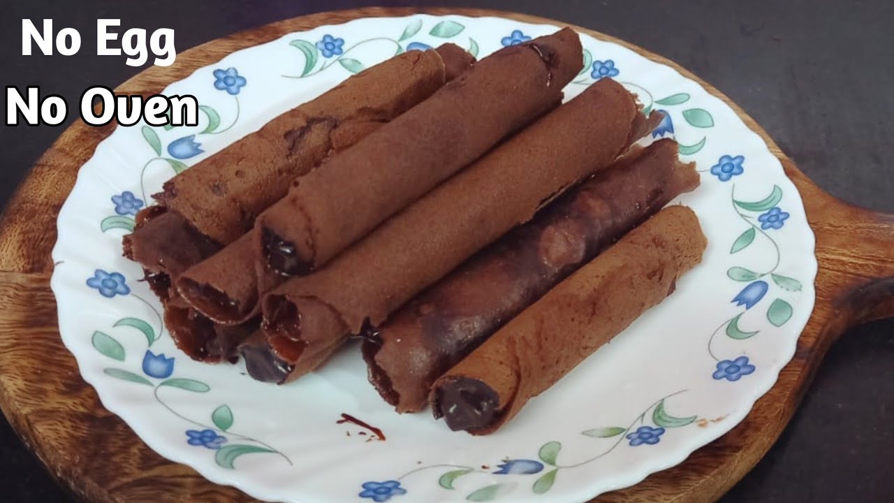Chocolate Wafer Roll Recipe| No Egg|No Oven|Chocolate Cigar rolls ...