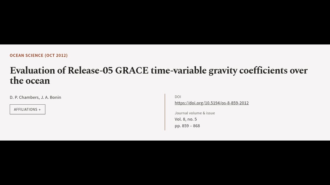 Evaluation of Release-05 GRACE time-variable gravity coefficients over the ocean | RTCL.TV - YouTube