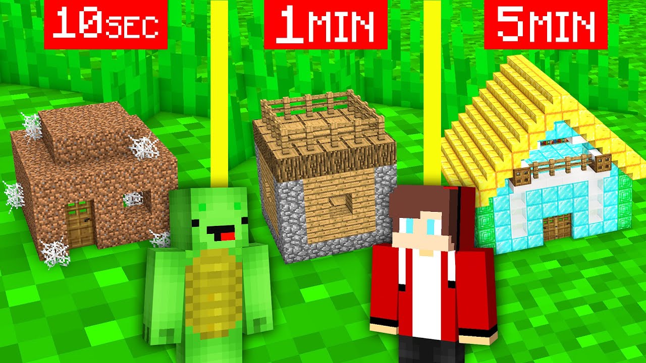 Mikey & JJ - NOOB vs PRO : TINY HOUSE BUILD CHALLENGE - Maizen - YouTube