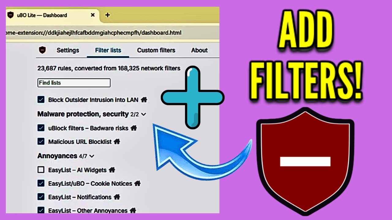 Access & Add More Filters in UBlock Origin Lite Extension - YouTube