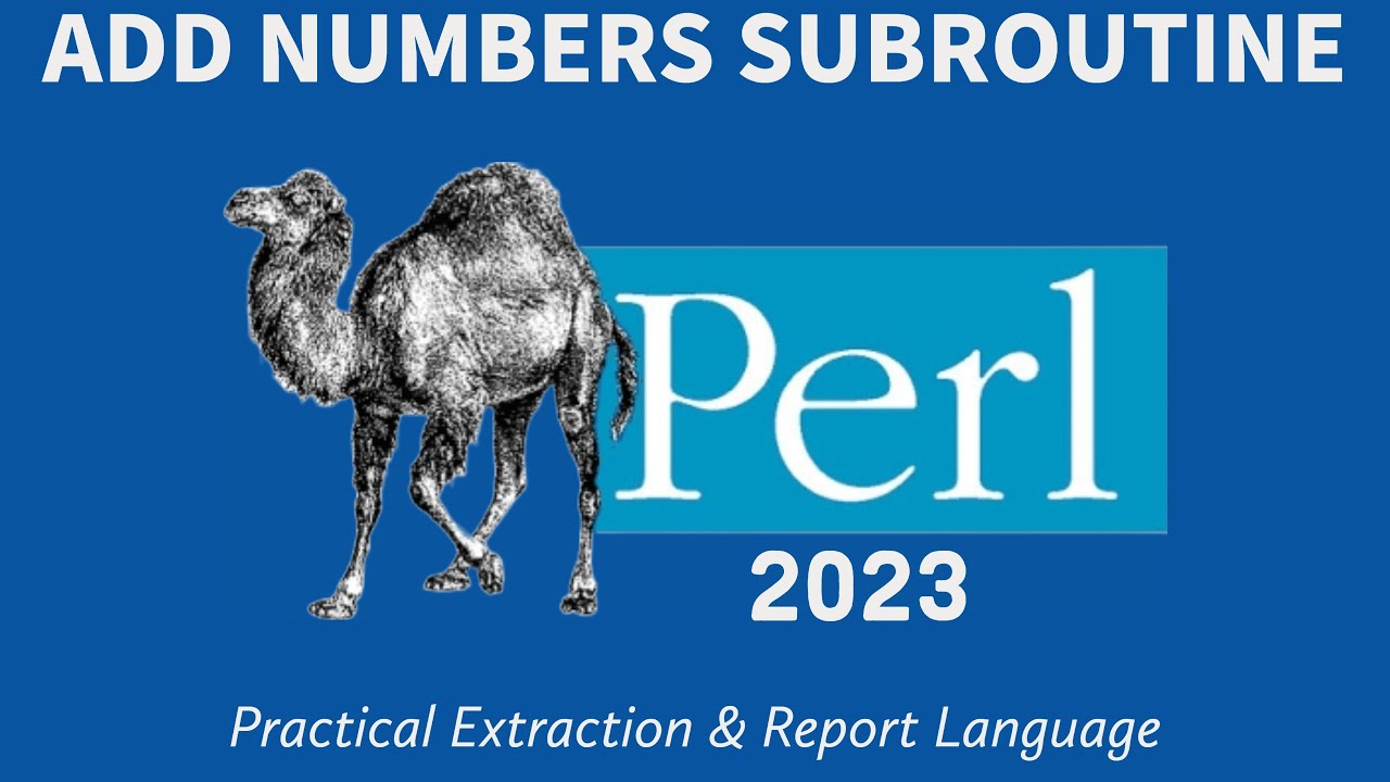 Perl Programming Add Numbers Subroutine 2023 Youtube