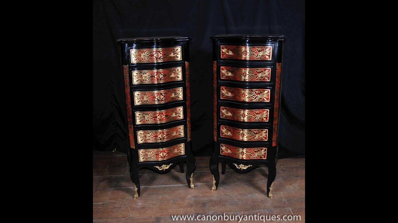 Boulle Inlay Chest Drawers Tall Boy - YouTube