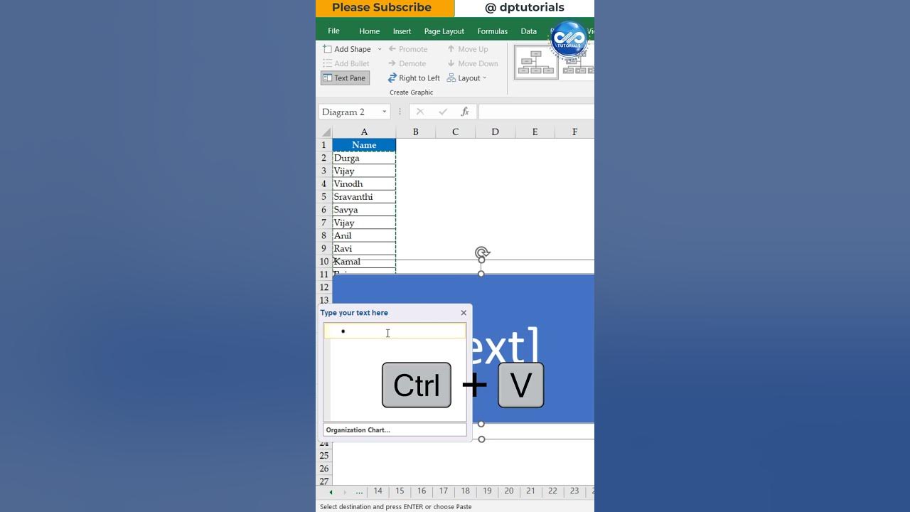 #ExcelShort 34 - Excel Trick To Create Organizational Chart - YouTube