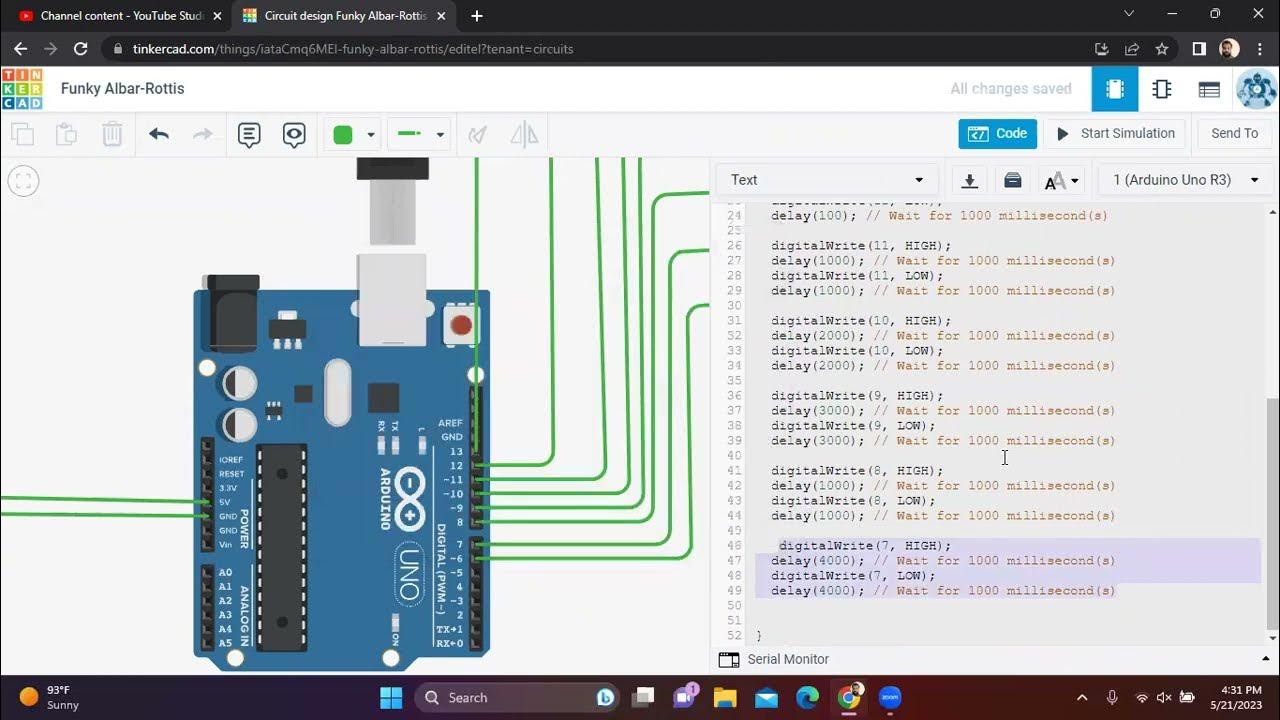 LED LIGHT SHOW USING TINKERCAD - YouTube