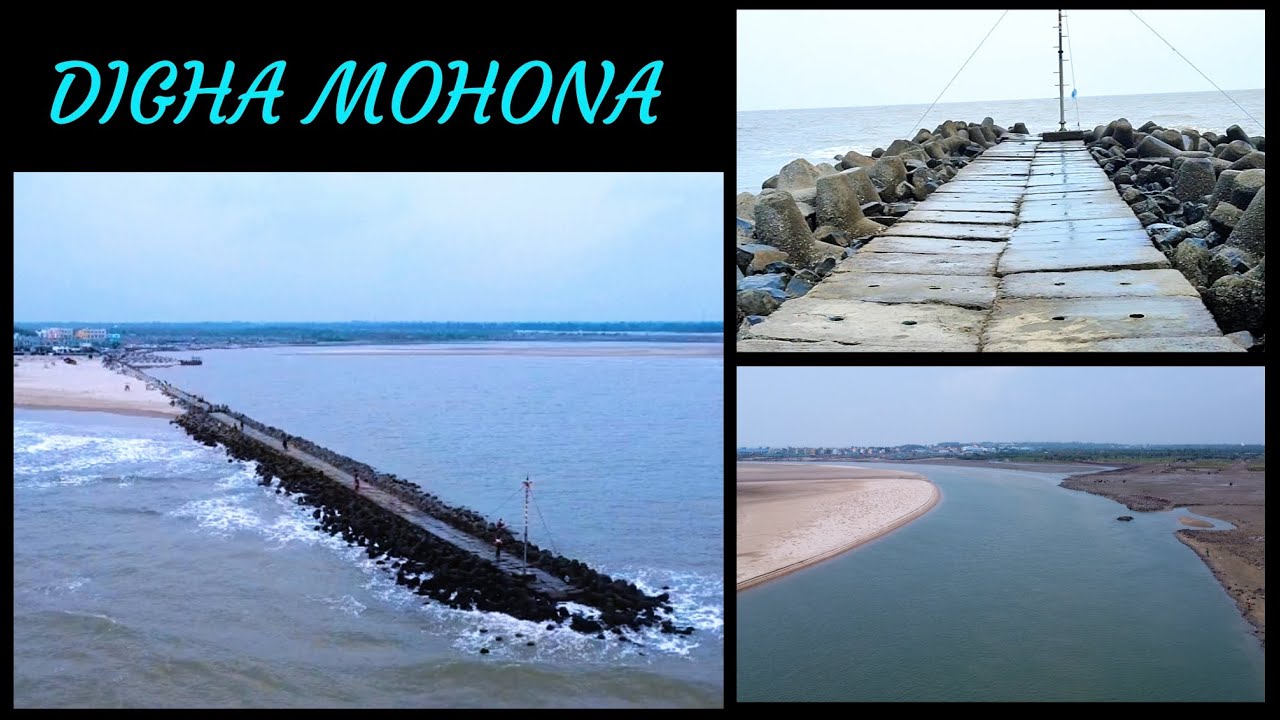 Digha Mohona | Drone view | River Champa meets Bay of Bengal | Marine ...
