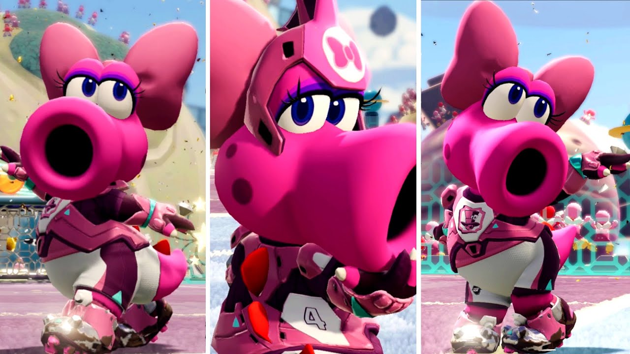 Mario Strikers Battle League Birdo ALL Animations! DLC 3rd Update - YouTube