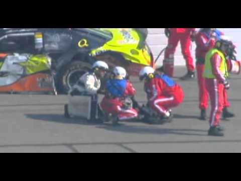 2008 Kansas Lottery 300 - Mark Martin Crash - YouTube