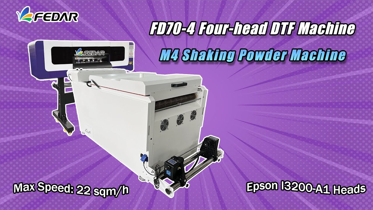 FEDAR 4H 60cm 𝗙𝗗𝟳𝟬-𝟰 MAX speed 22 sqm/h Textile DTF printer - YouTube
