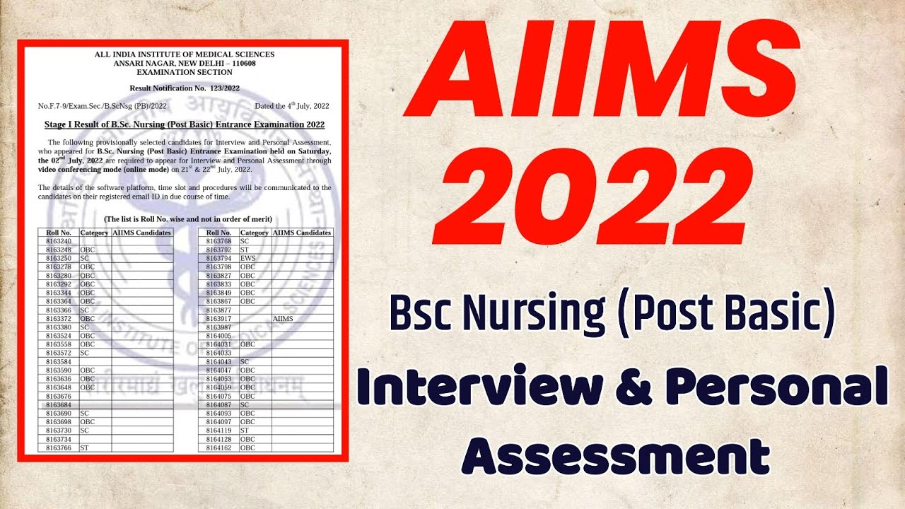 AIIMS Bsc Nursing (post basic) Interview & Personal Assessment | AIIMS ...