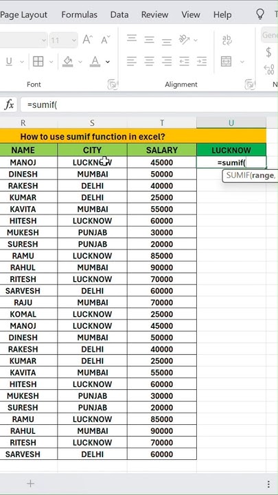 how to find City wise salary using by sumif function in excel. #earlysalary #salarycalculator ...