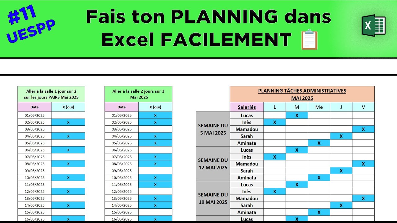 #11 Utiliser Excel à son plein potentiel - Réaliser un planning - YouTube