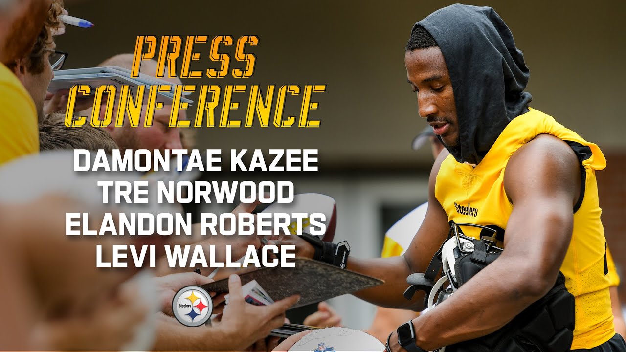 Damontae Kazee, Levi Wallace, Elandon Roberts, and Tre Norwood on the ...