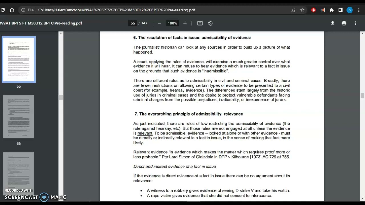 The resolution of fact in issue; admissibility of evidence BPTC lecture ...