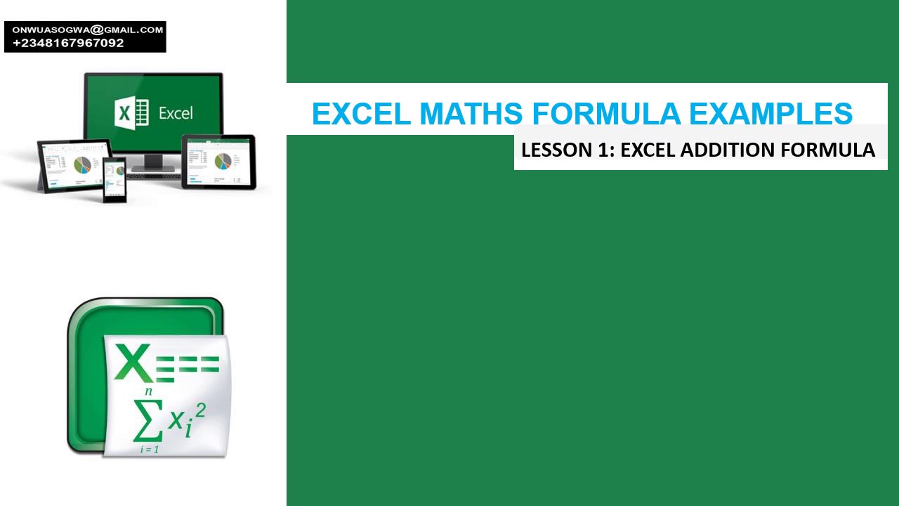EXCEL MATHS FORMULA EXAMPLES LESSON 1 MASTERING EXCEL - YouTube