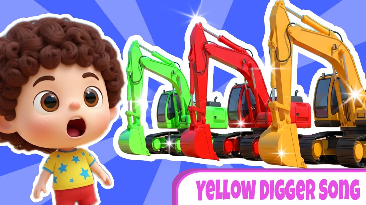 🚜 Yellow Digger Song for Kids | Scoop, Dump & Dance 🎵 Nursery Rhymes ...