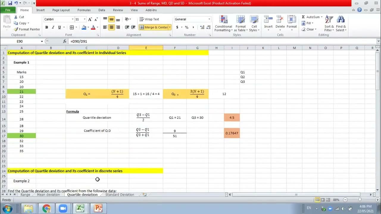 22 - Sums on Quartile Deviation and Standard Deviation - YouTube