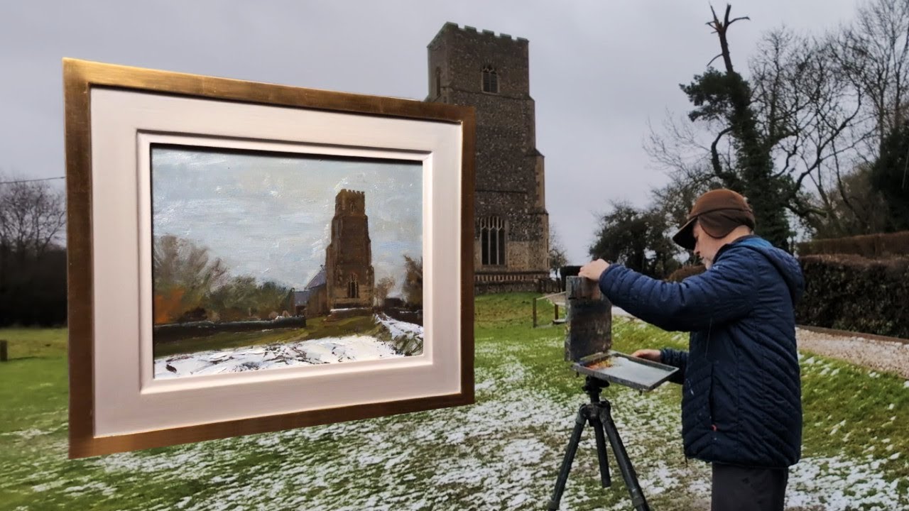 Plein Air Painting in the Snow at Brockley Church, Suffolk - YouTube