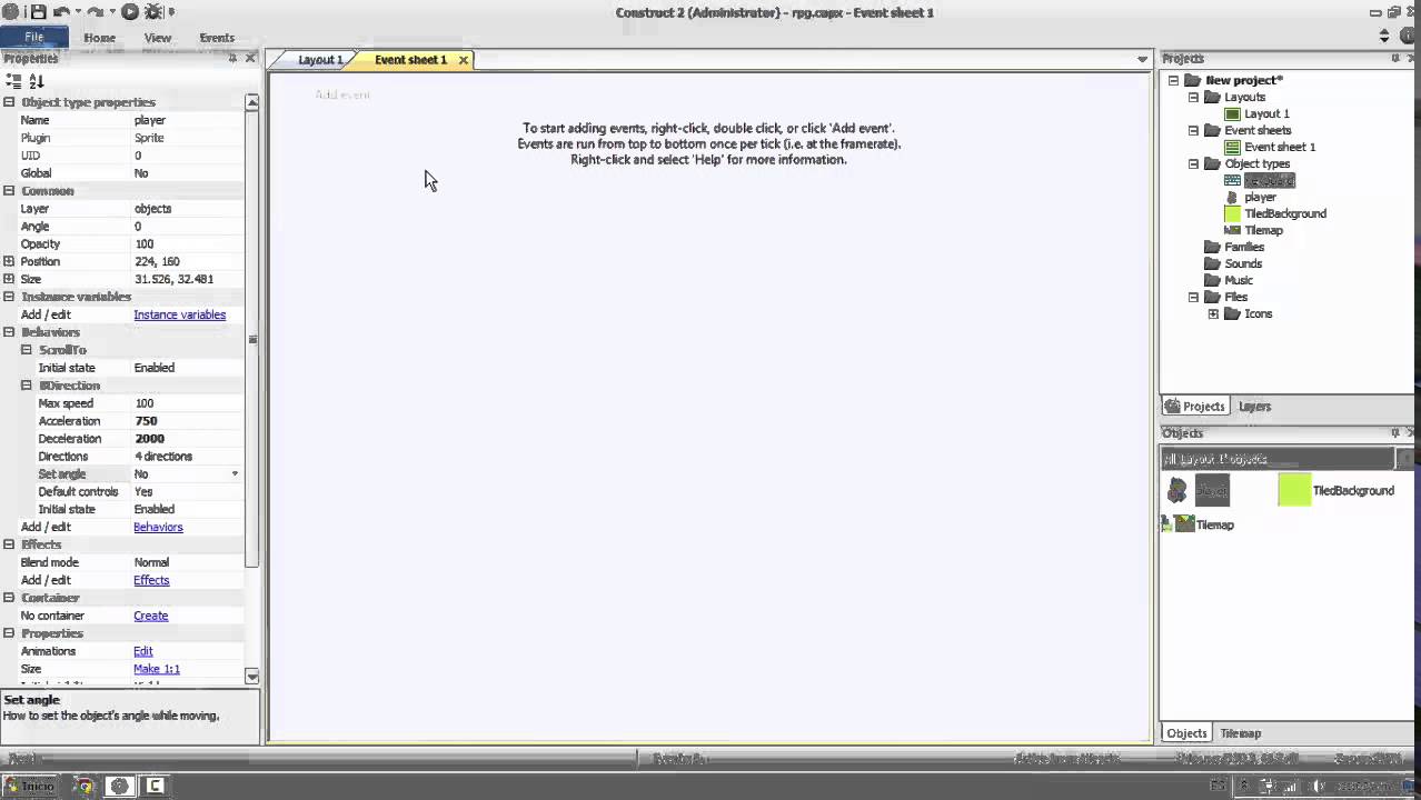 Tutorial construct 2 movimiento RPG estilo Zelda - YouTube