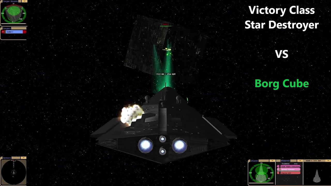 Victory Class Star Destroyer VS Borg Cube | Star Trek Bridge Commander ...