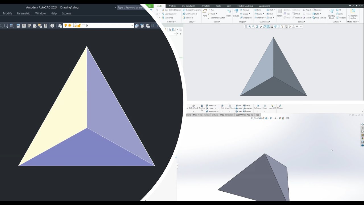 AUTOCAD || CREO || SOLID WORKS || TETRAHEDRON - YouTube