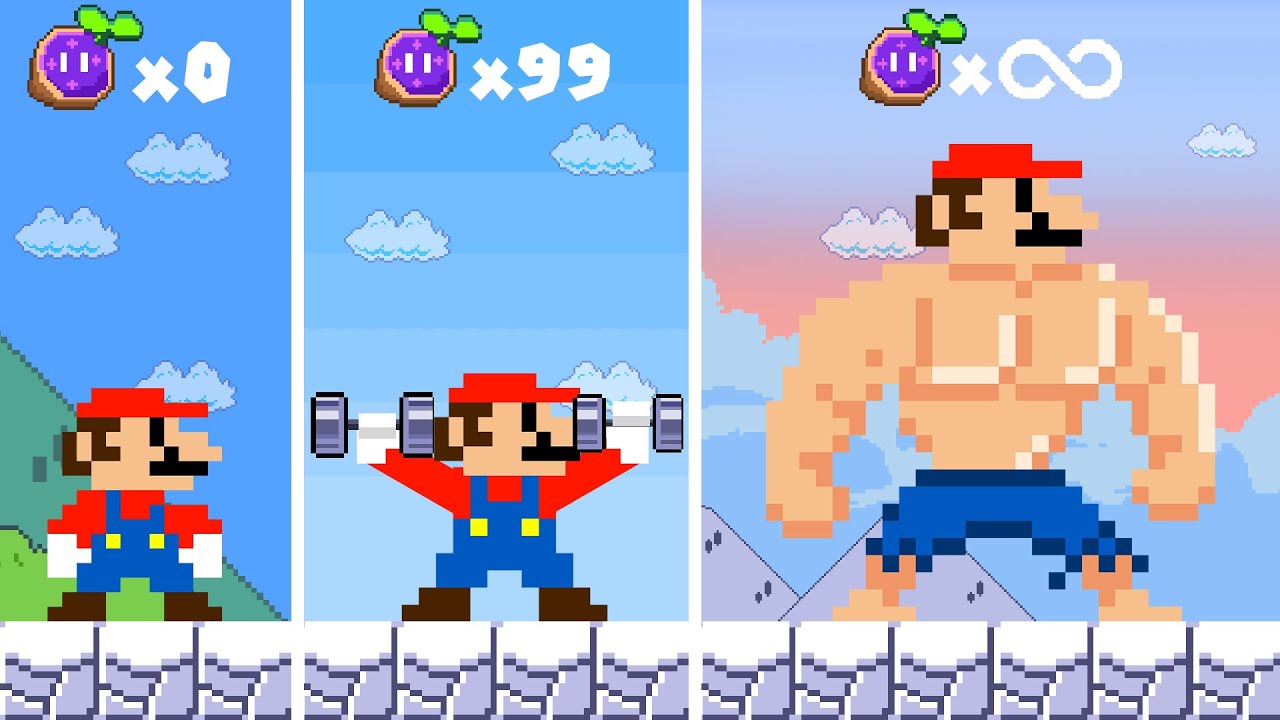 Mario turns Freeze Dance Muscle with Every Seed Powerups - YouTube