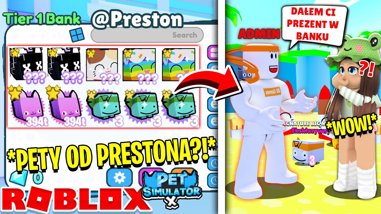 PET PRESTON od WIDZA ADMINA?! PET SIMULATOR X | Roblox - YouTube